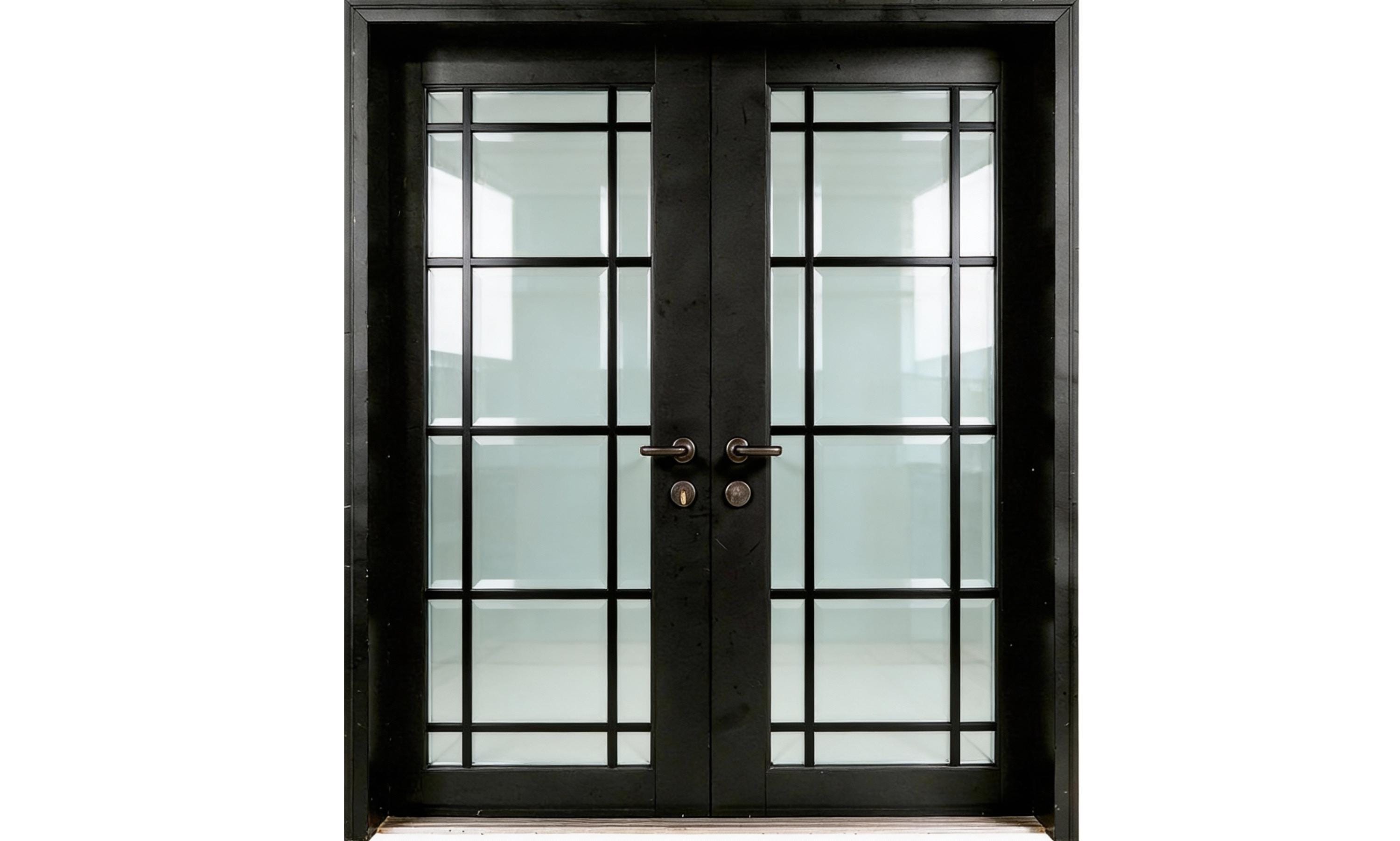 French Steel Swing Front Door | Modern Design | Clear Glass Operating ...