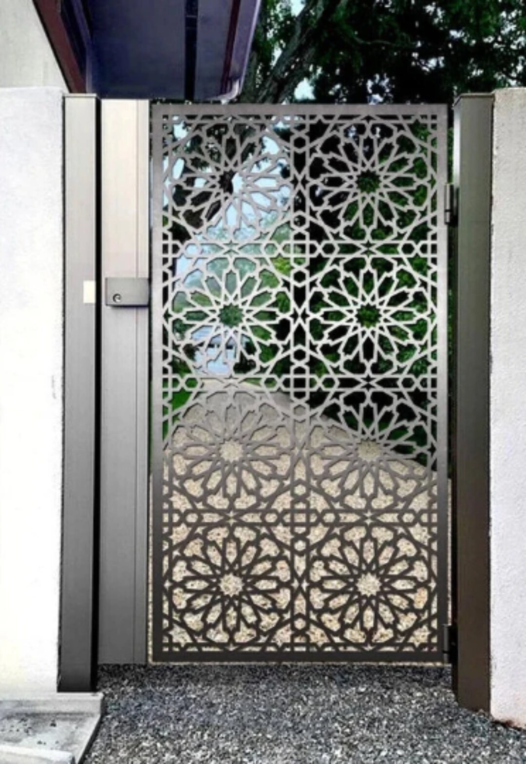 Laser Cut Artistic Floral Design Metal Back Yard Gate| Custom ...