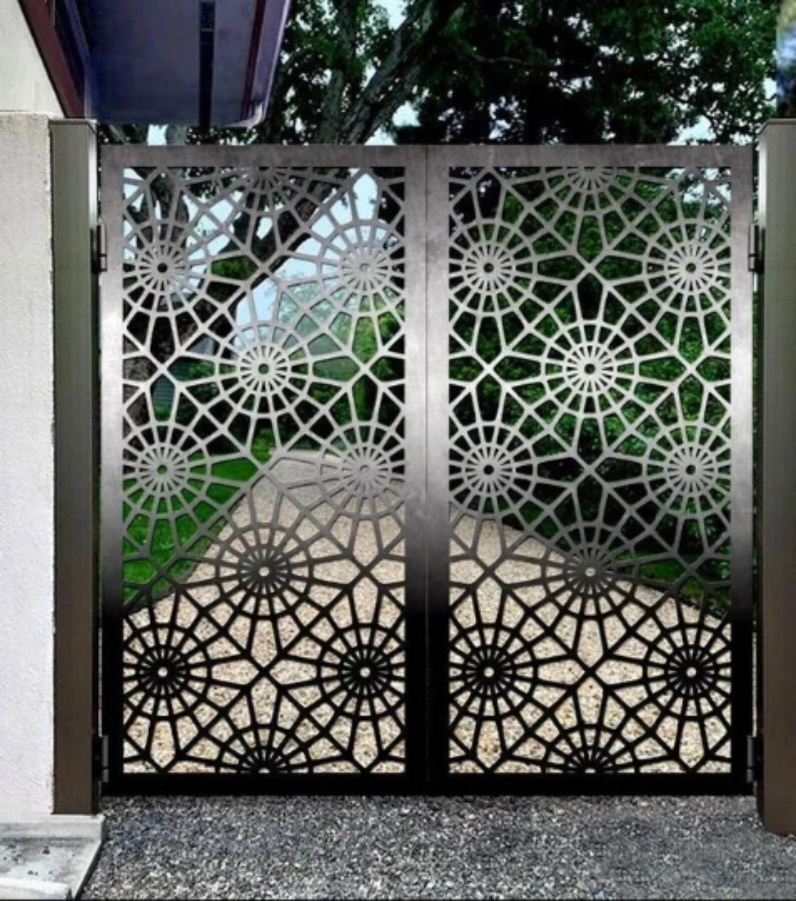 Laser Cut Artistic Flower Design Metal Garden Gate Custom Fabrication