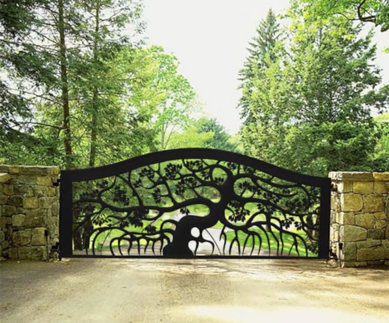 Beautiful Tree Gate Design Heavy Duty Metal Custom Fabricated Made in ...