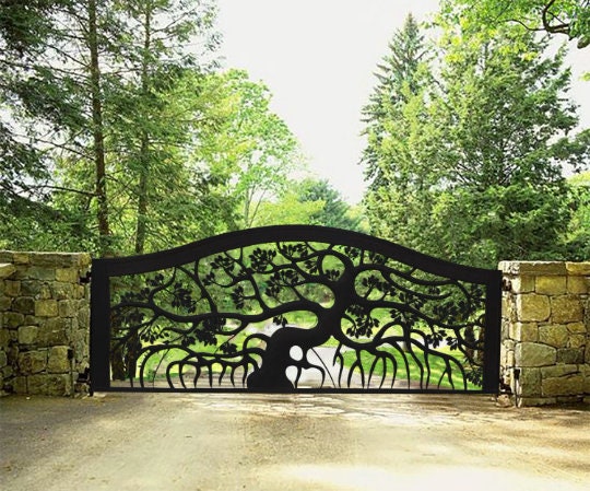 Beautiful Tree Gate Design Heavy Duty Metal Custom Fabricated Made in ...