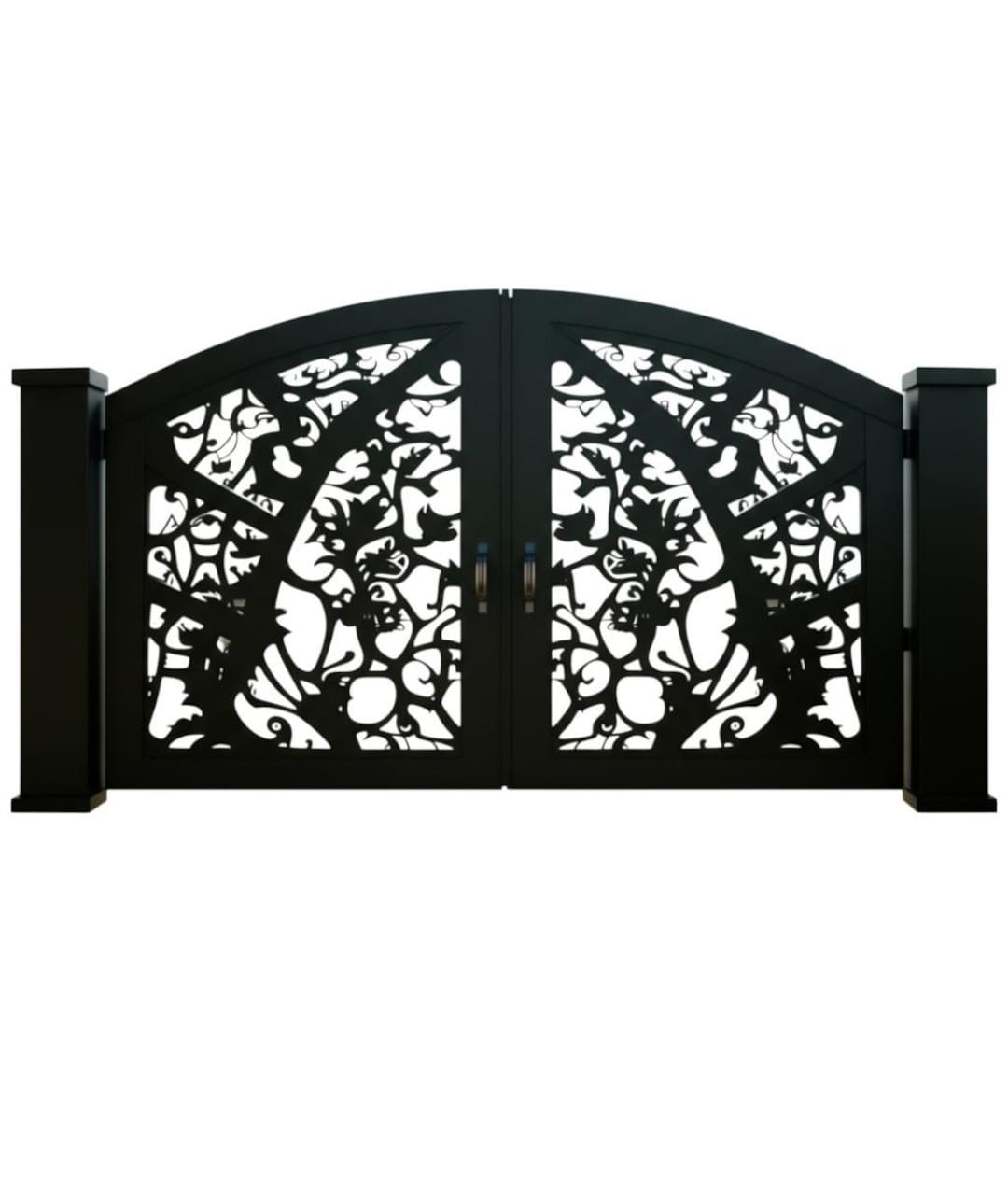 Floravine Aria – Wrought Iron Gate With Floral Scrolls & Arched Crown ...
