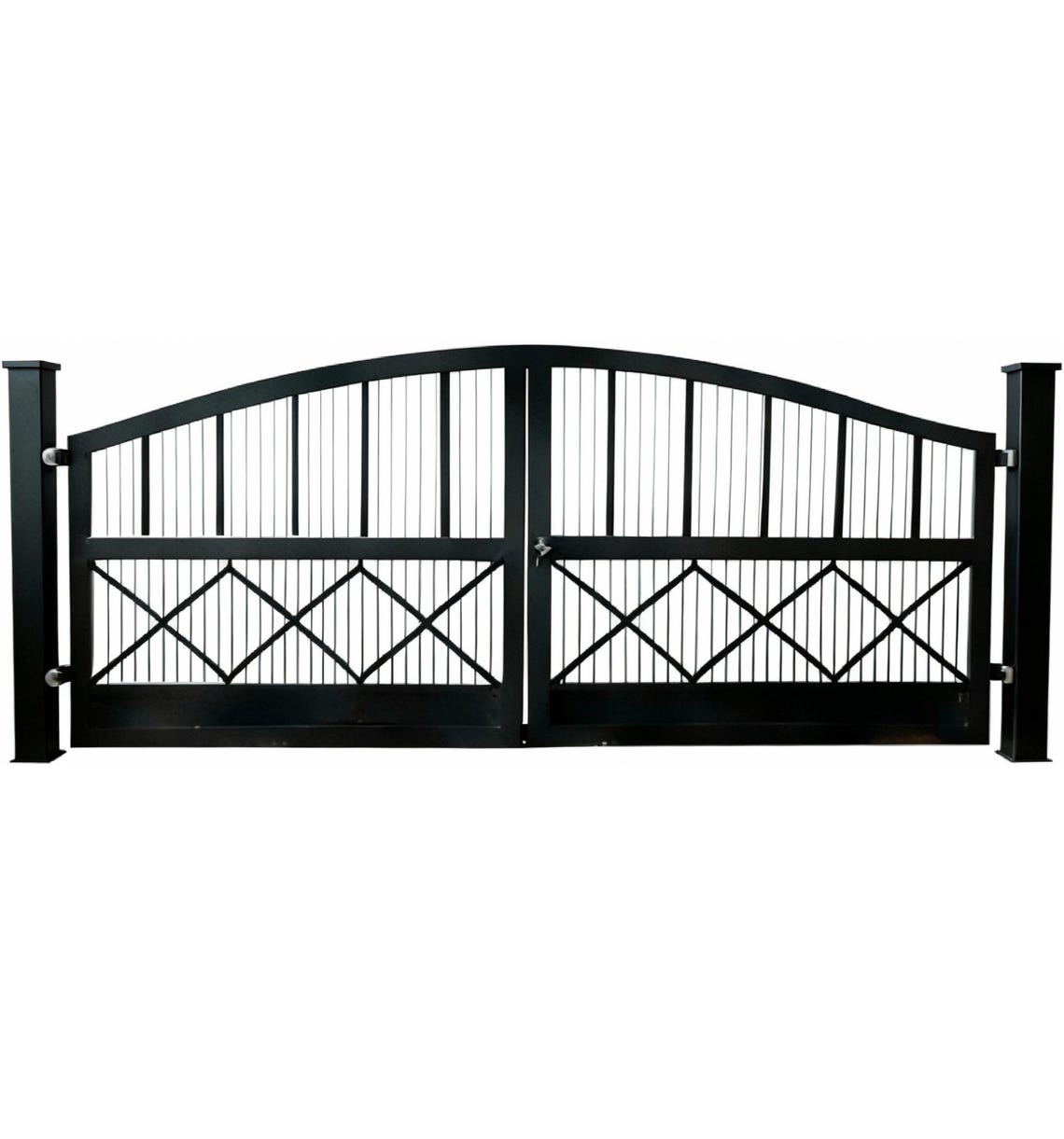 Crossbar Arcadia – Wrought Iron Gate With Crisscross Panels & Arched ...