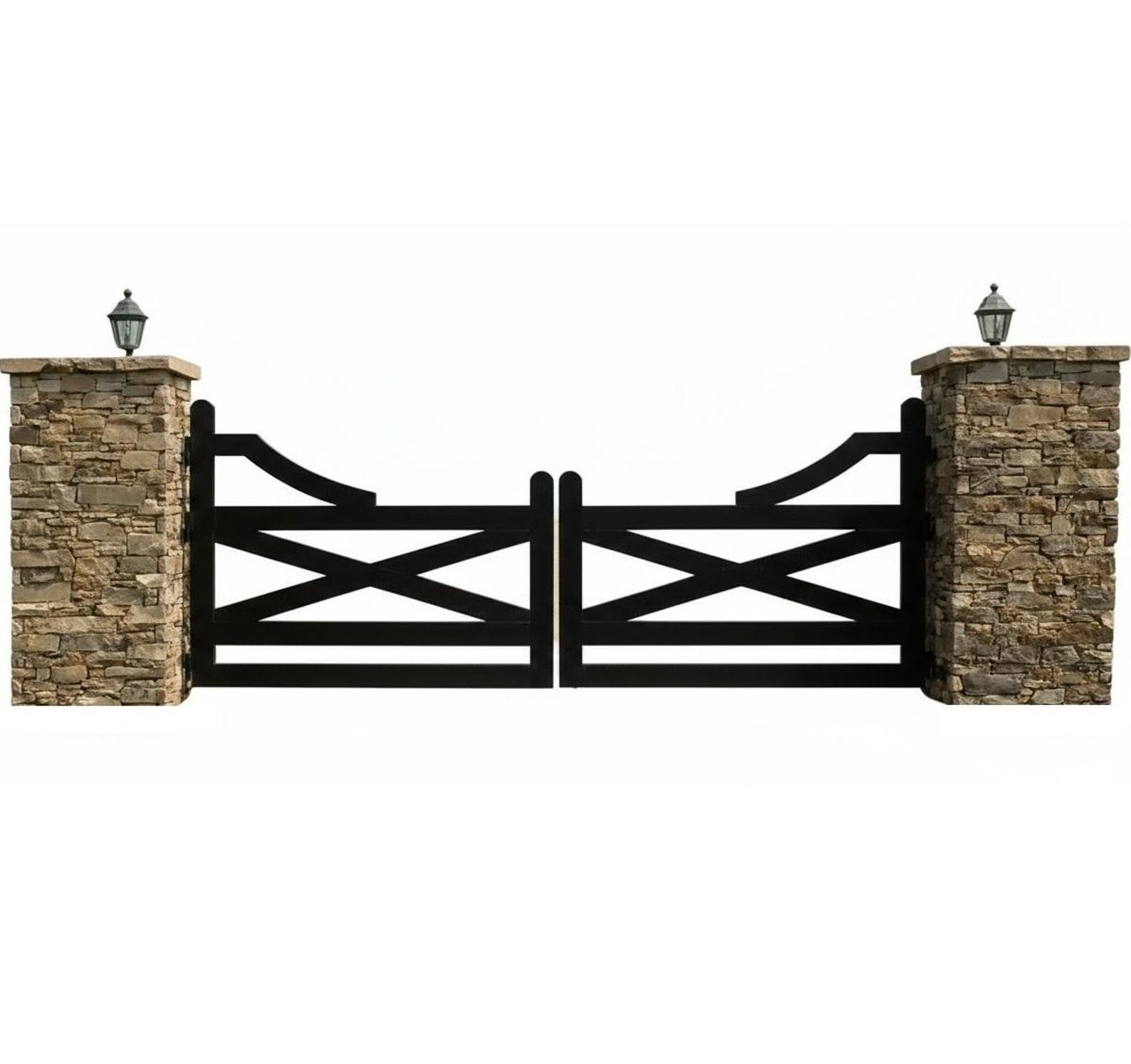 Stonecroft Manor Driveway Gate With Diagonal Crossbar Design - Steel ...