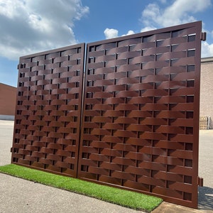 Heavy Duty Overlap Pattern Driveway Gate | Dual Swing Block Metal Entry ...