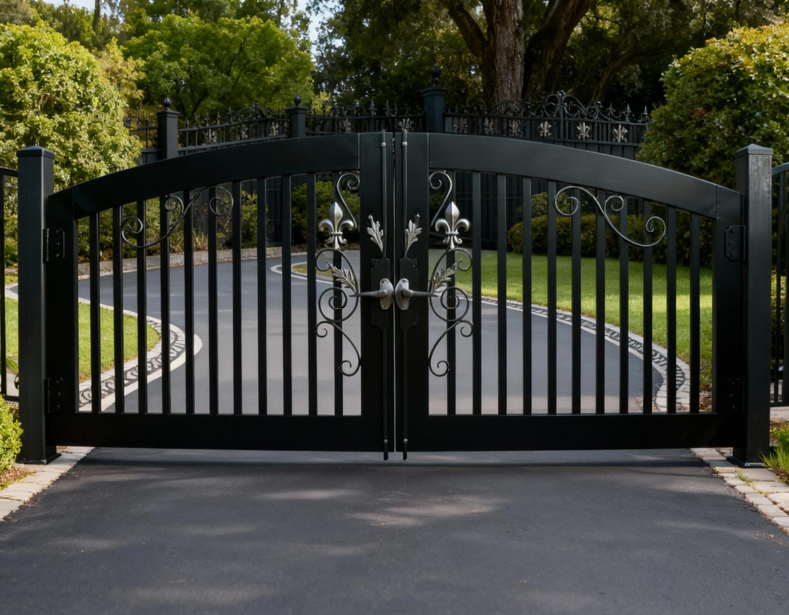 Modern Vertical Strip Metal Driveway Gate | Custom Fabricated Heavy ...