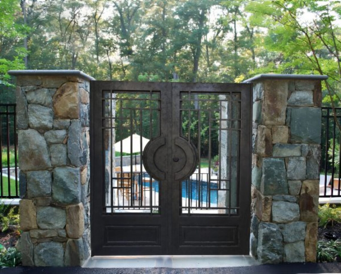Stunning Fence & Lock Design Metal Garden Gate Modern Fabrication Metal ...