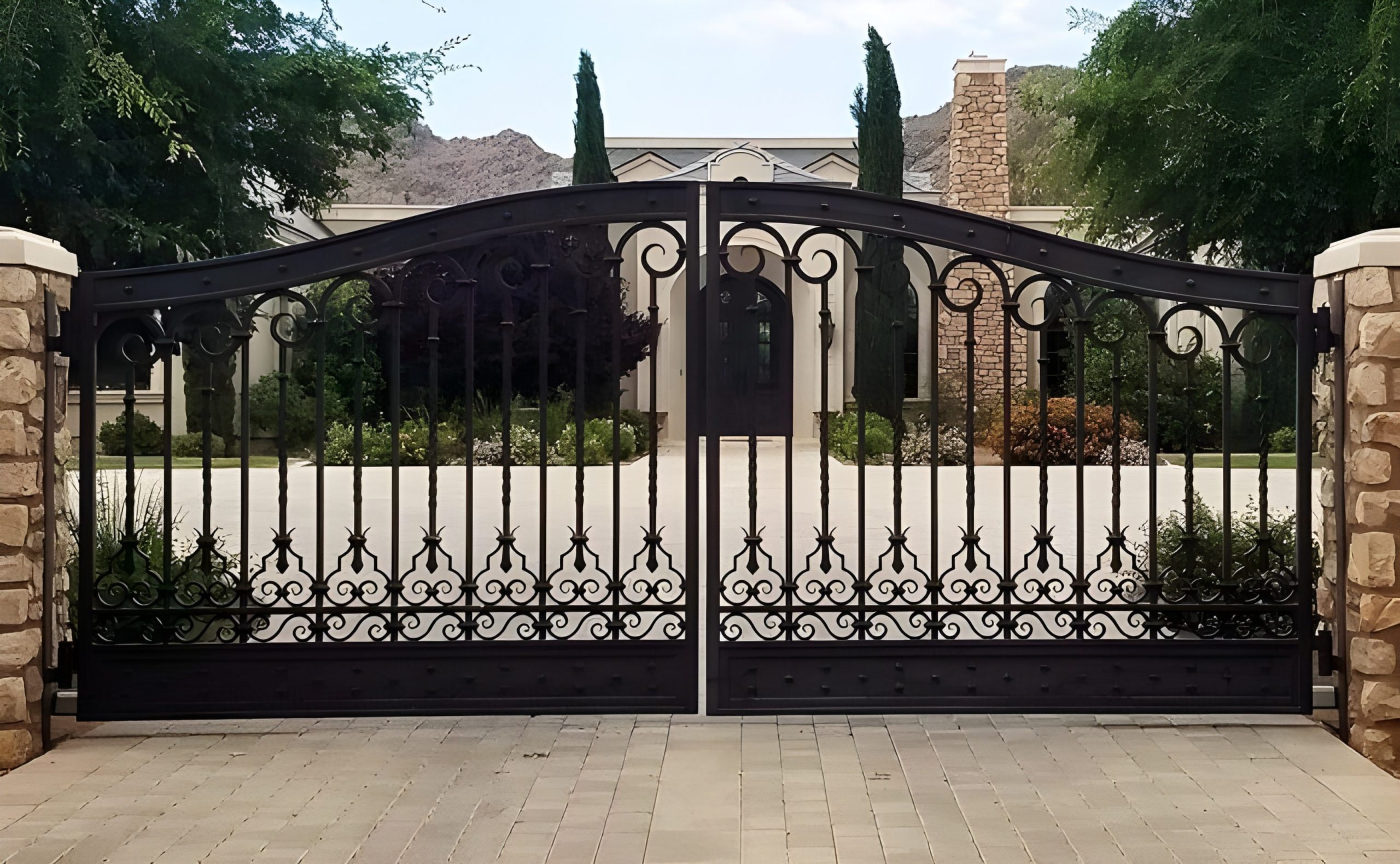 Modern Heavy Duty Wrought Iron Custom Design Driveway Gate. Made in ...