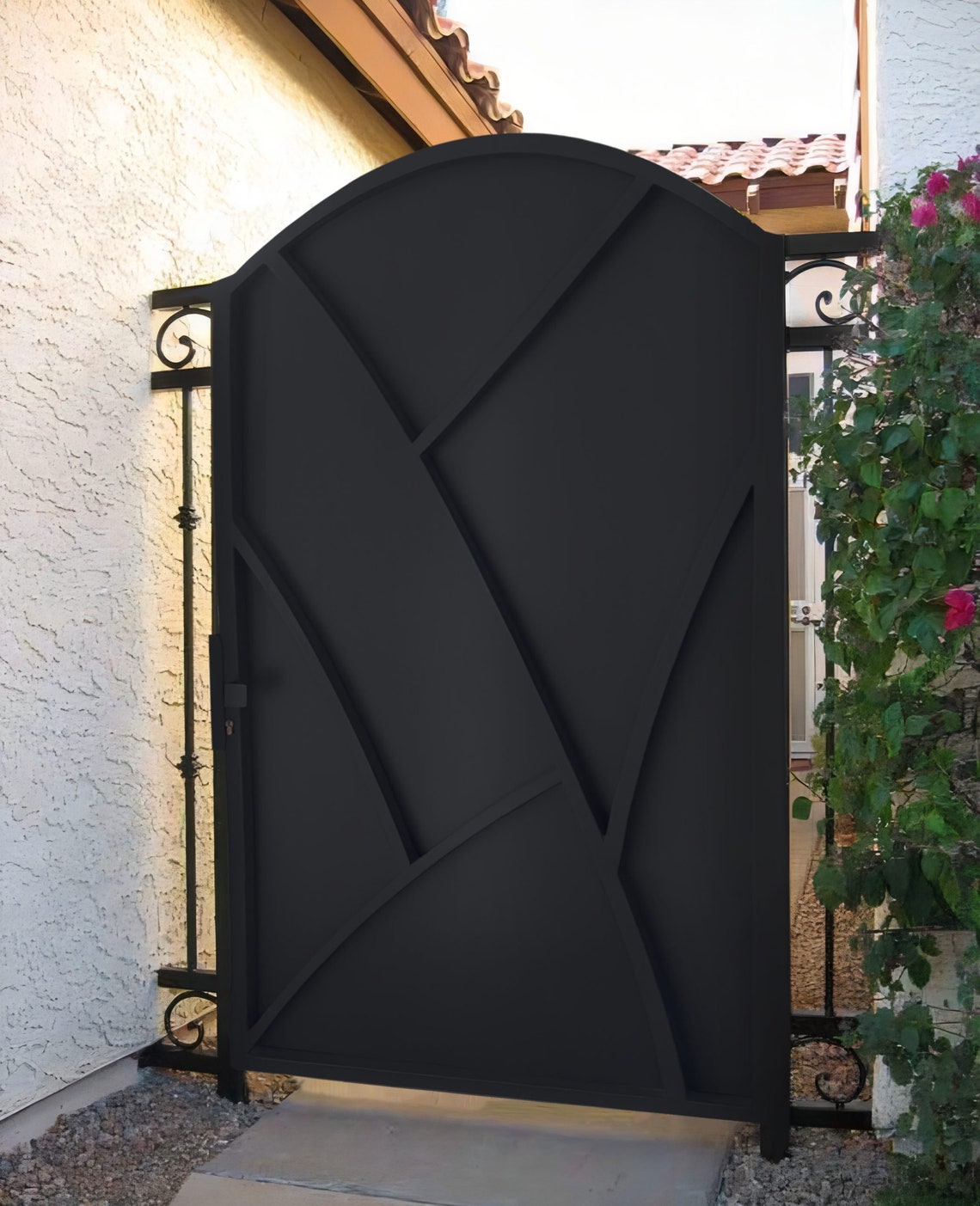 Simple Solid Metal Design Backyard Gate modern Fabrication Wrought Iron ...