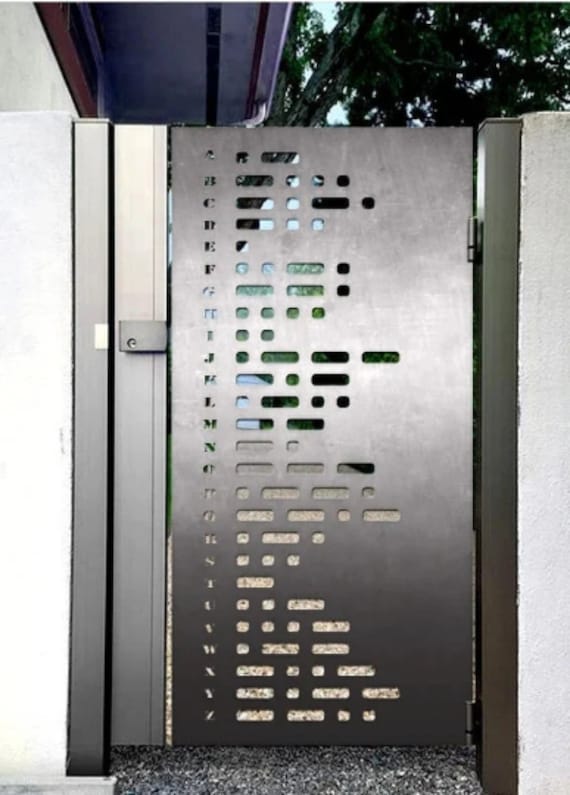 Laser Cut Artistic Linear Design Wrought Iron Yard Gate Etsy