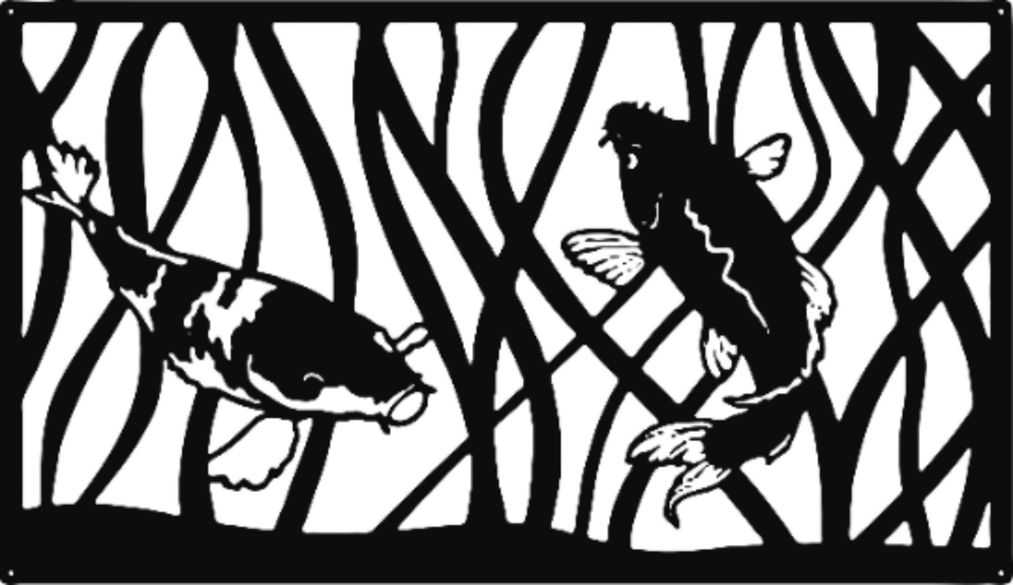 Modern Fish Motif Design Metal Back Yard Gate Custom Fabrication Metal ...