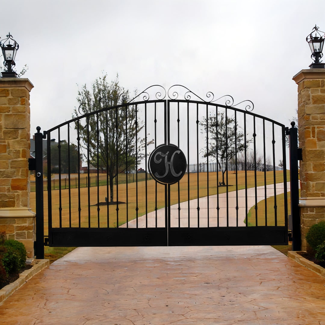 Iron Driveway Gates Design Initials