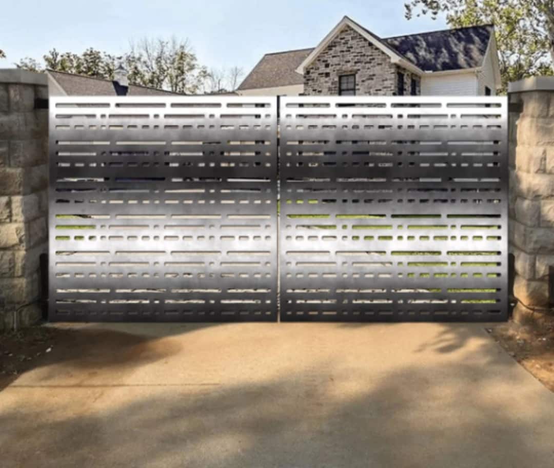 Modern Laser Cut Artistic Design Metal Back Yard Gate Custom
