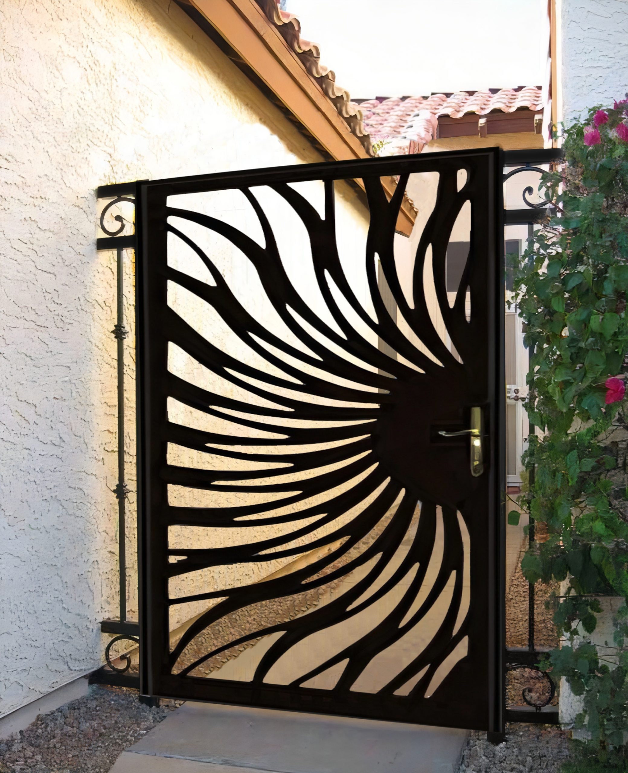 3D Laser Cut Sun Design Metal Back Yard Gate | Custom Design Metal Back ...