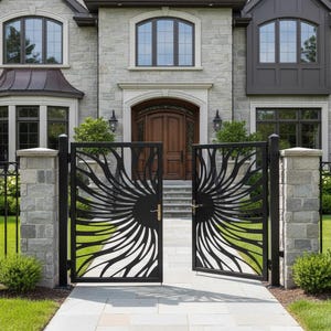 3D Laser Cut Sun Design Metal Back Yard Gate | Custom Design Metal Back ...