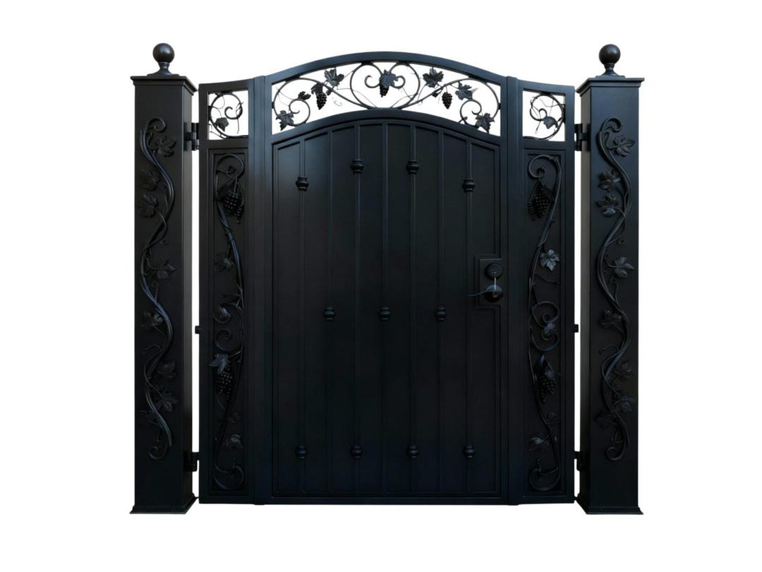 Vine Crest Passage – Wrought Iron Man Door With Grapevine Scrollwork ...