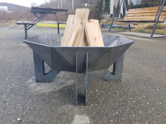 Octagonal Design Wood Burning Fire Pit Heavy Duty High-heat Black Steel ...