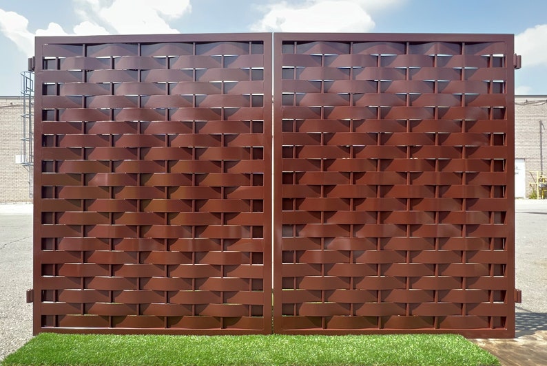 Heavy Duty Overlap Pattern Driveway Gate Dual Swing Block Metal Entry ...