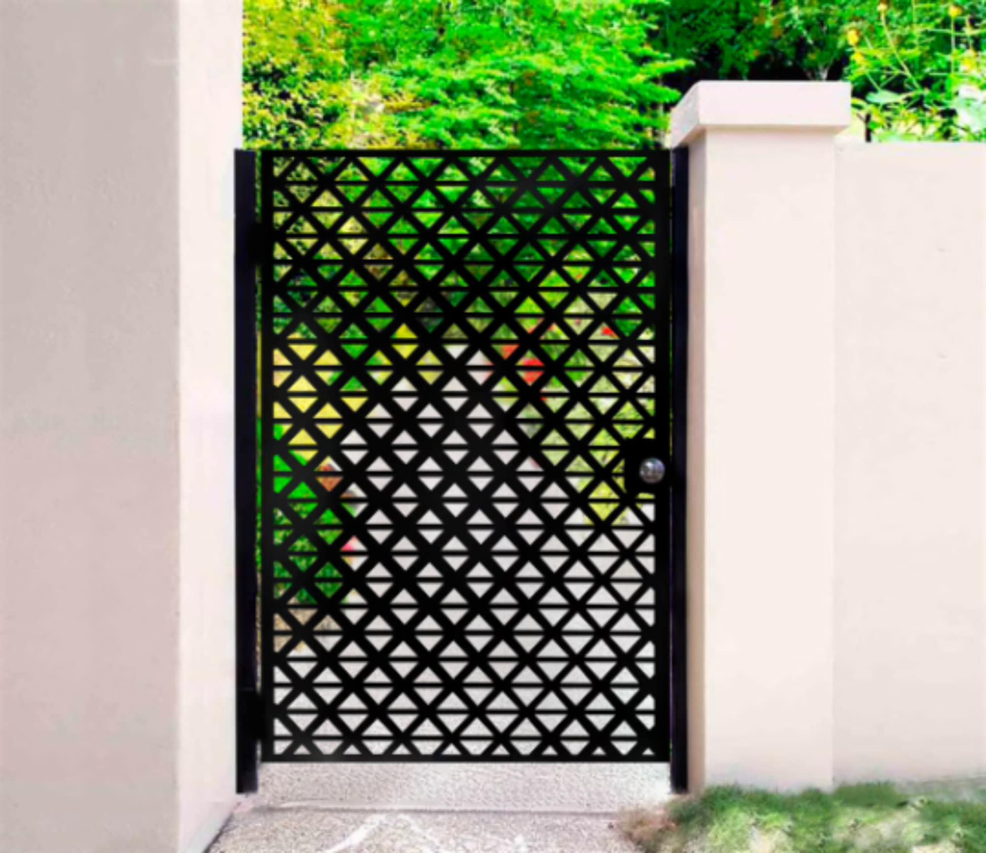 Modern Intricate Triangle Design Metal Back Yard Gate | Beautiful ...