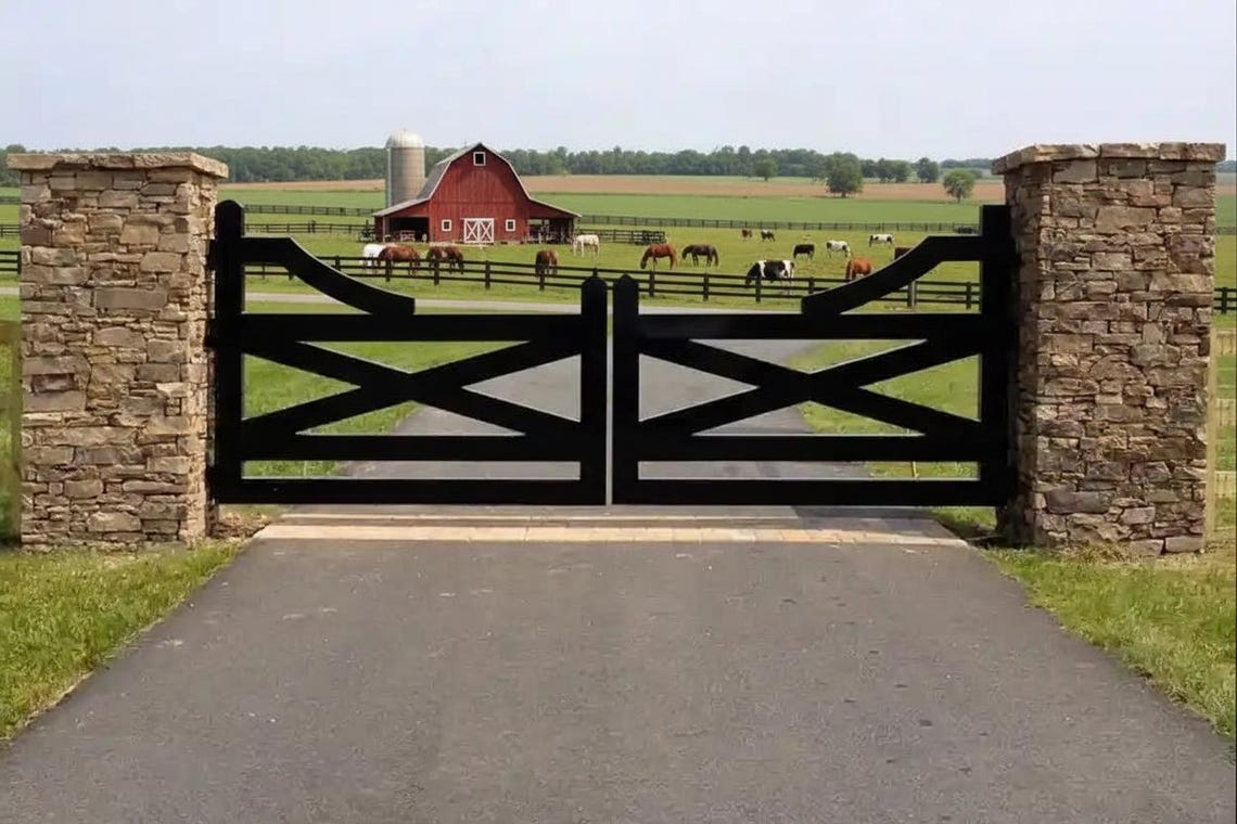 Stonecroft Manor Driveway Gate With Diagonal Crossbar Design - Steel ...