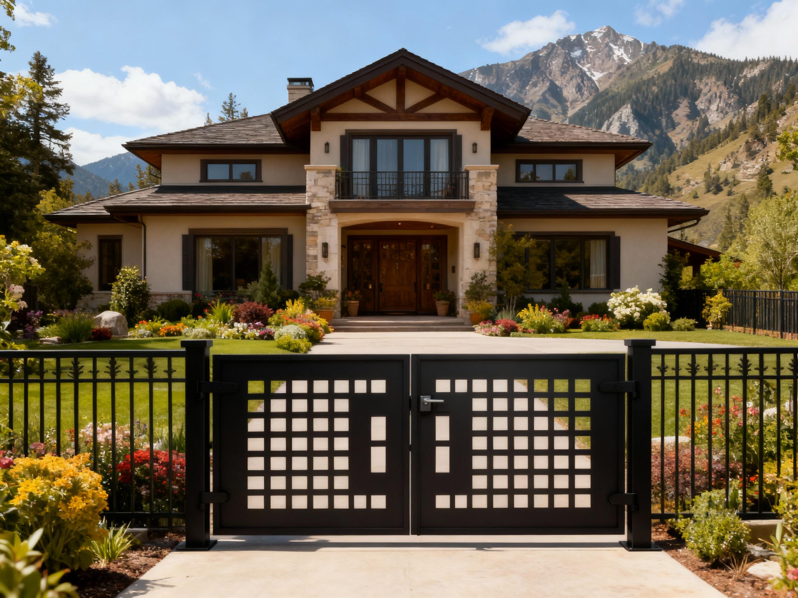 Gridform Axis Gate – Modern Metal Gate With Rectangular Cutouts ...