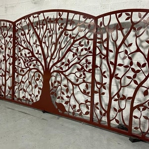 3-panel Tree Design Driveway Gate | Custom Fabricated Gate | Made in ...