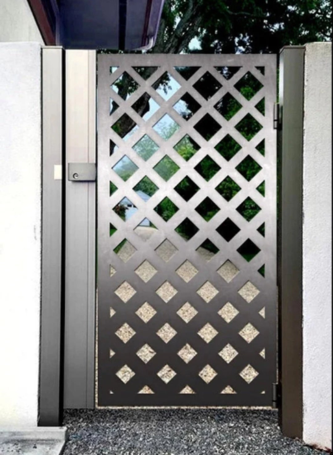 Laser Cut Artistic Square Pattern Iron Yard Design | Custom Fabrication ...