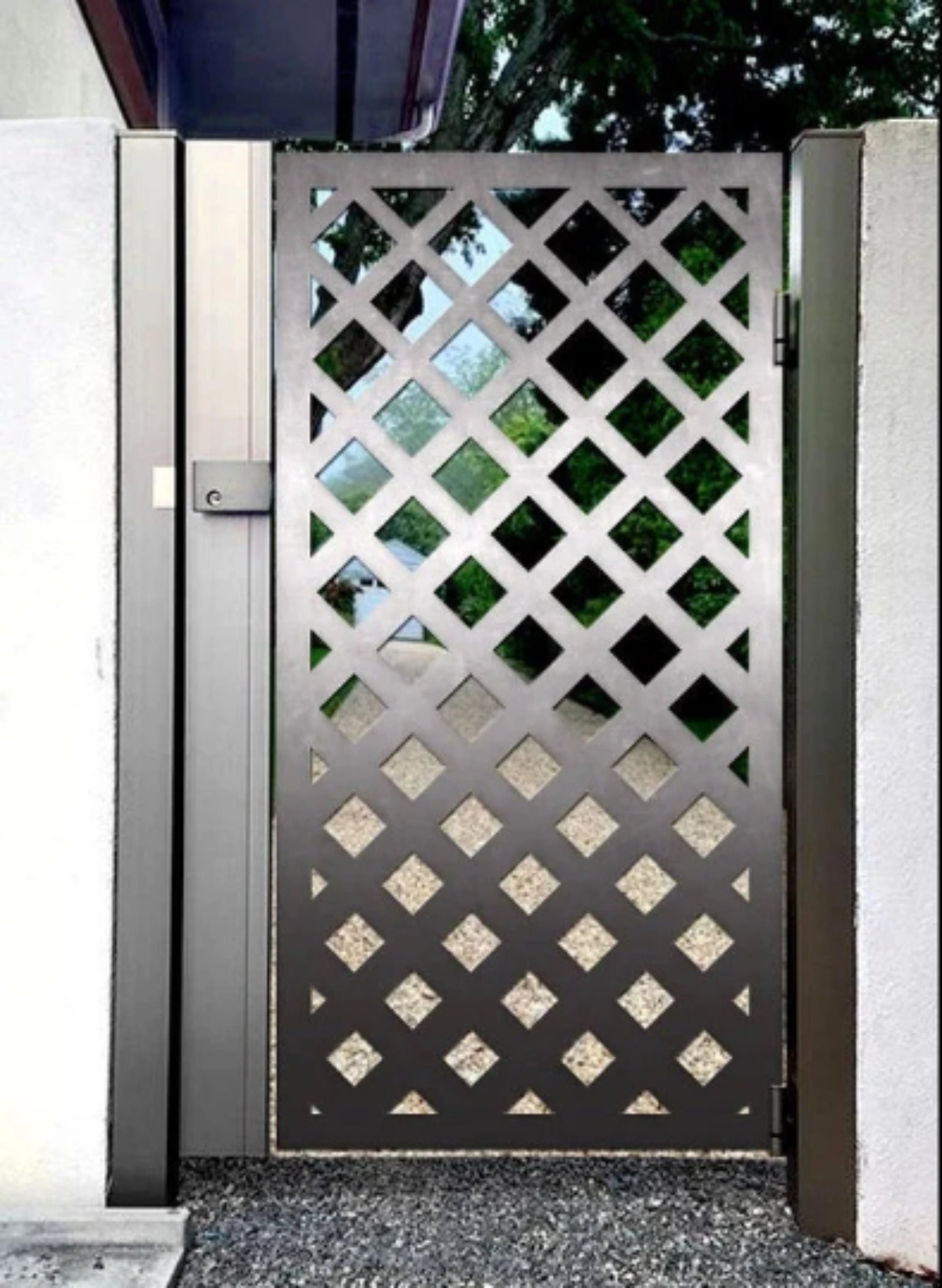 Laser Cut Artistic Square Pattern Iron Yard Design Custom Fabrication ...