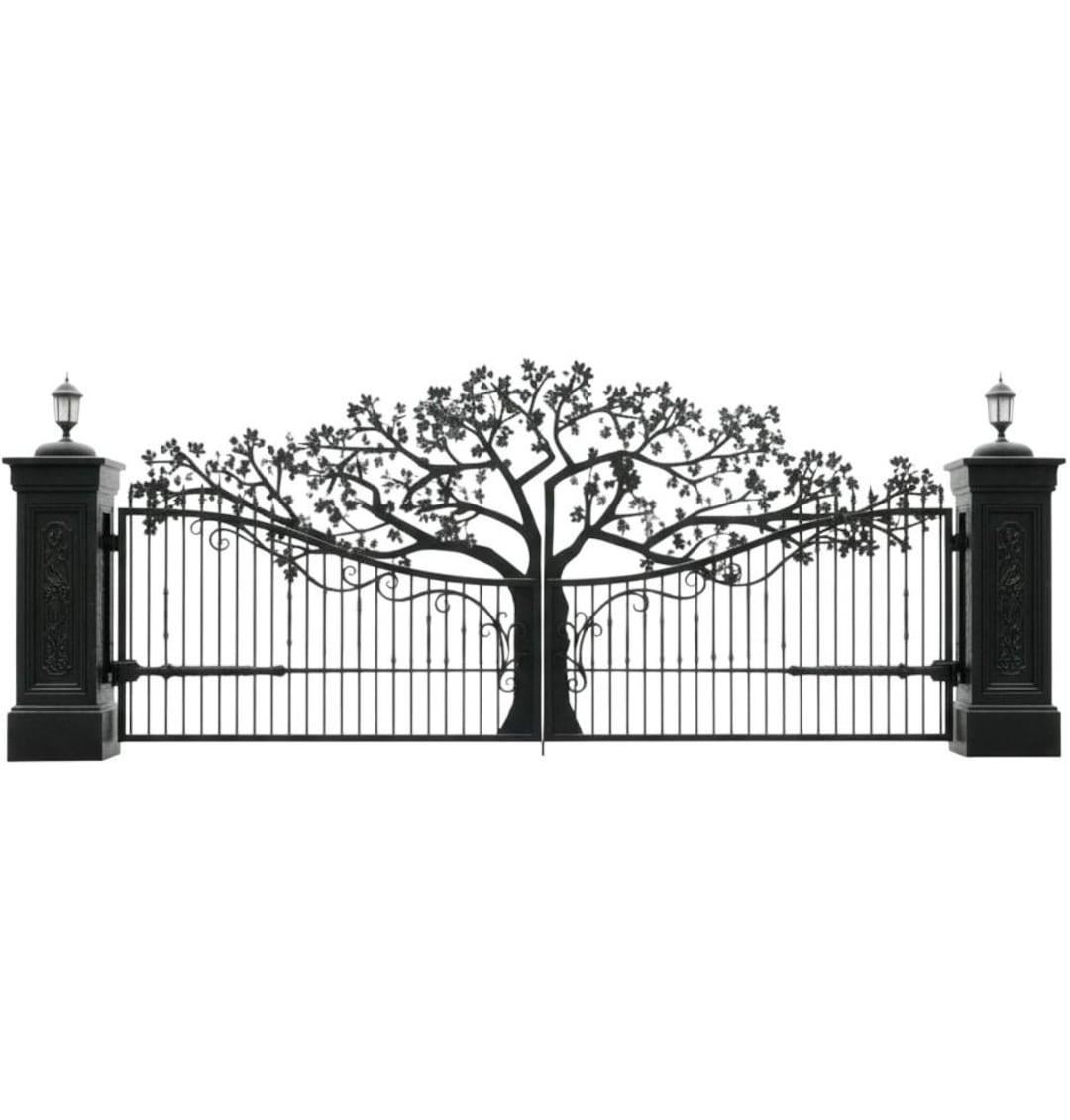 Oak Tree Arborcrest Legacy – Tree Silhouette Wrought Iron Driveway Gate ...