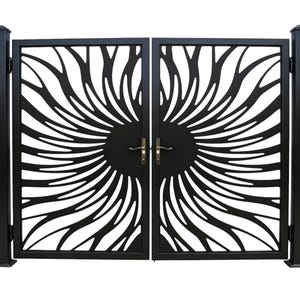 3D Laser Cut Sun Design Metal Back Yard Gate | Custom Design Metal Back ...