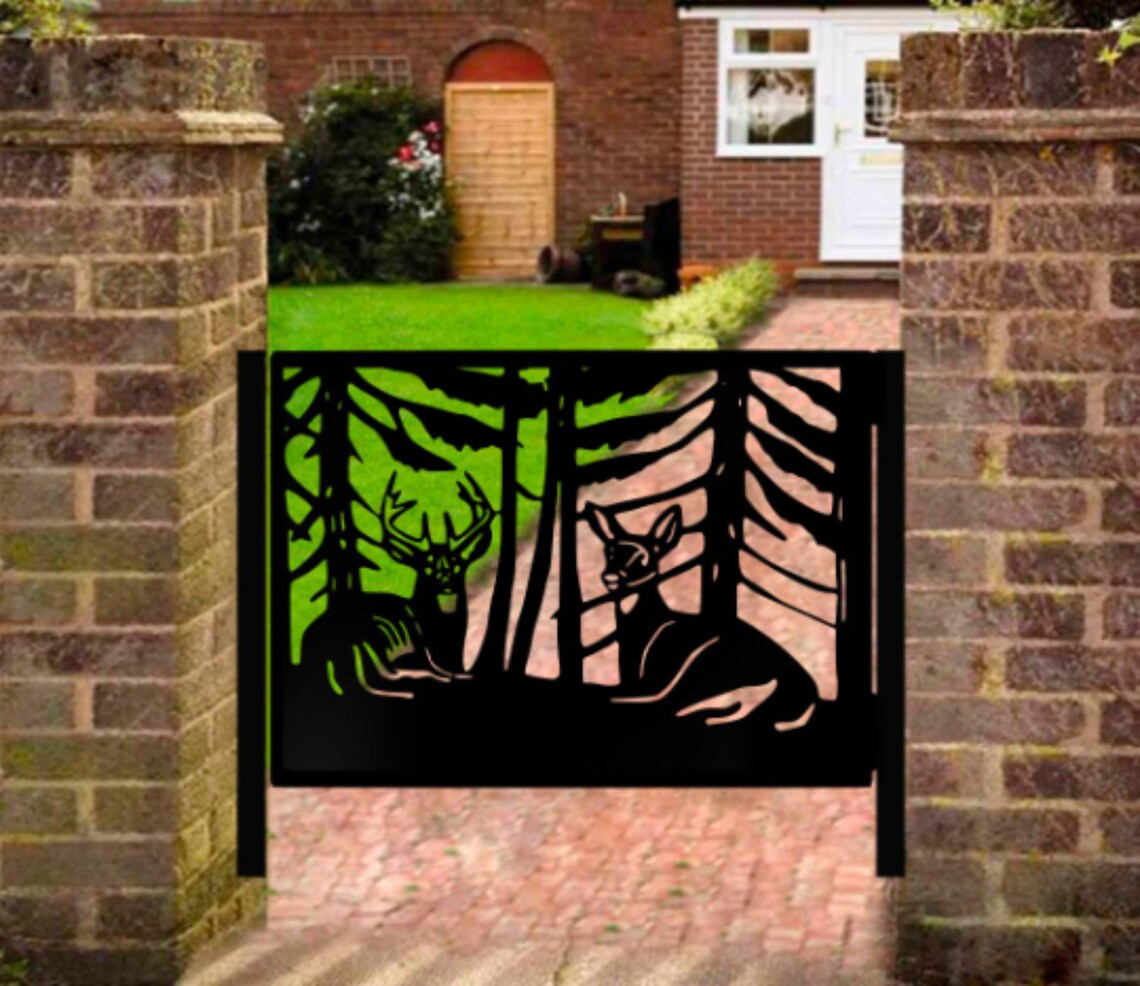 Unique Laser Cut Wildlife Deer Design Metal Yard Gate Custom ...
