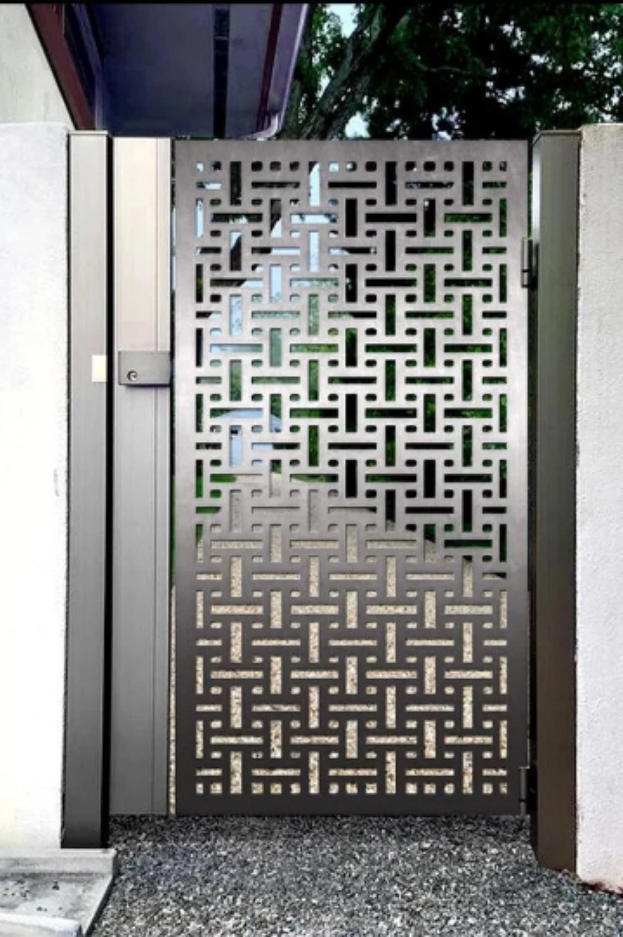 Laser Cut Artistic Line Pattern Design Metal Garden Gate Modern