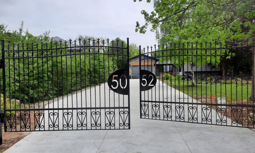Modern Spiral Vintage Driveway Gate | Custom Numerical Emboss Heavy ...
