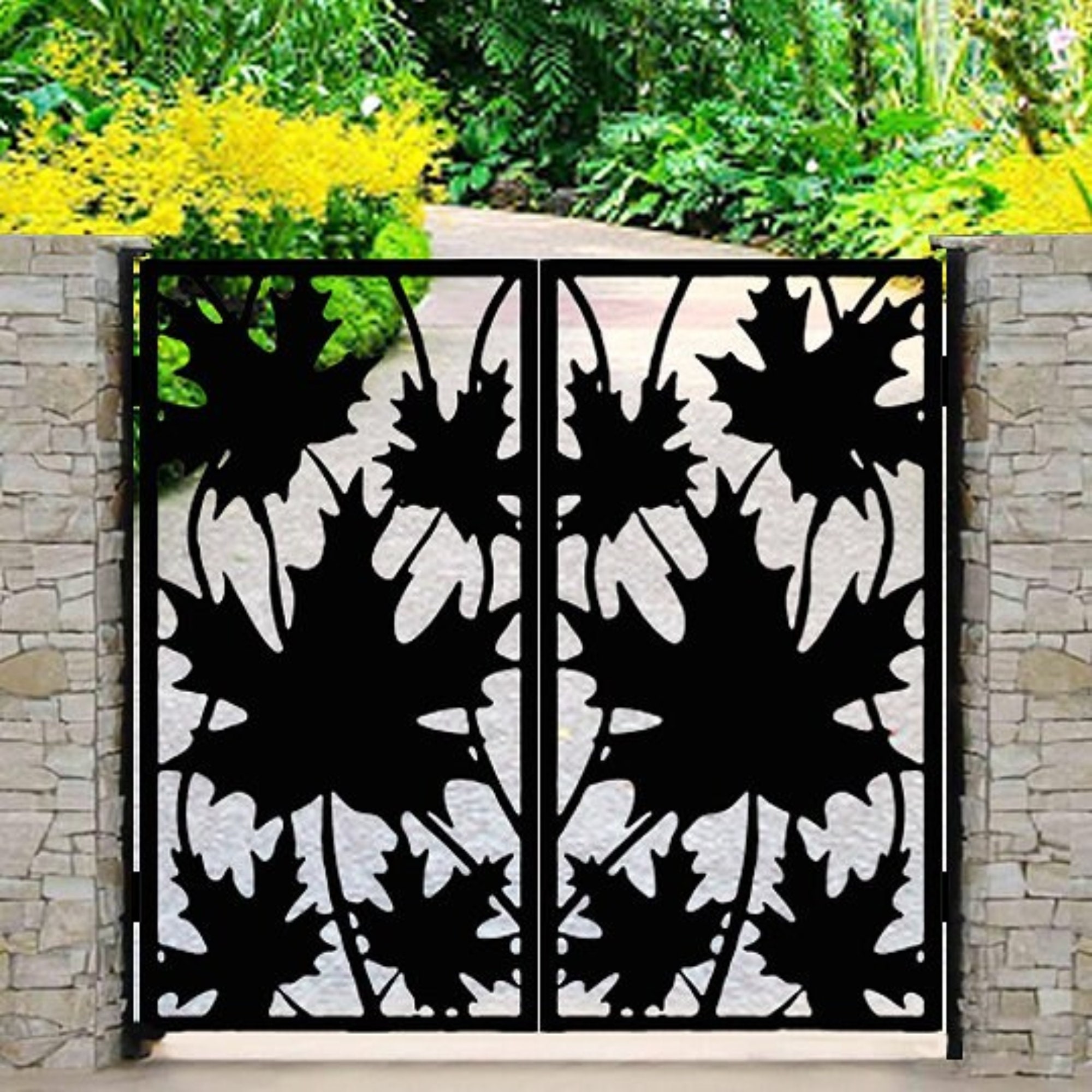 Gorgeous Laser Cut Maple Leaf Design Metal Walk Through Gate Custom ...