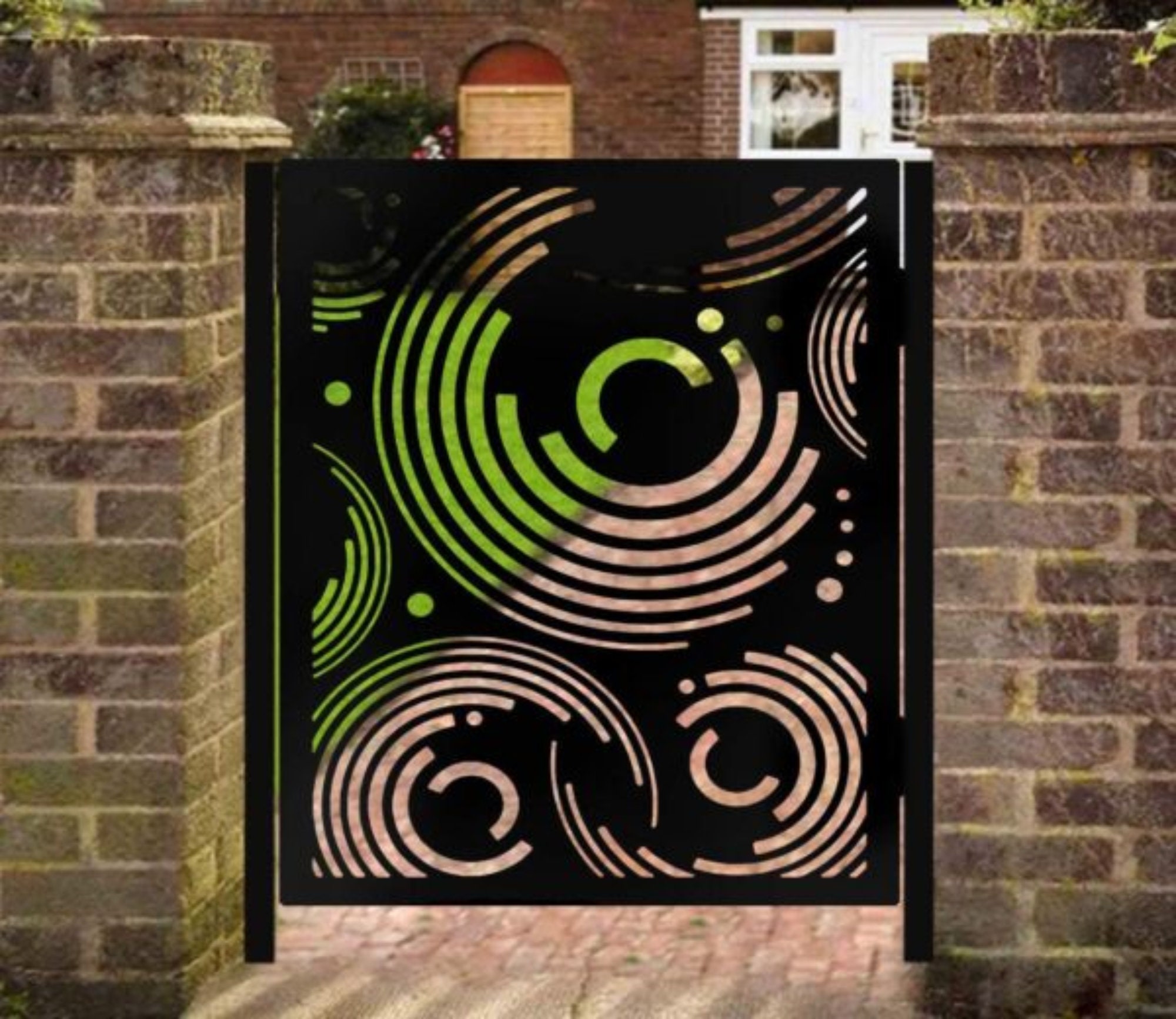 Attractive Laser Cut Abstract Art Metal Side Walk Gate Modern Custom