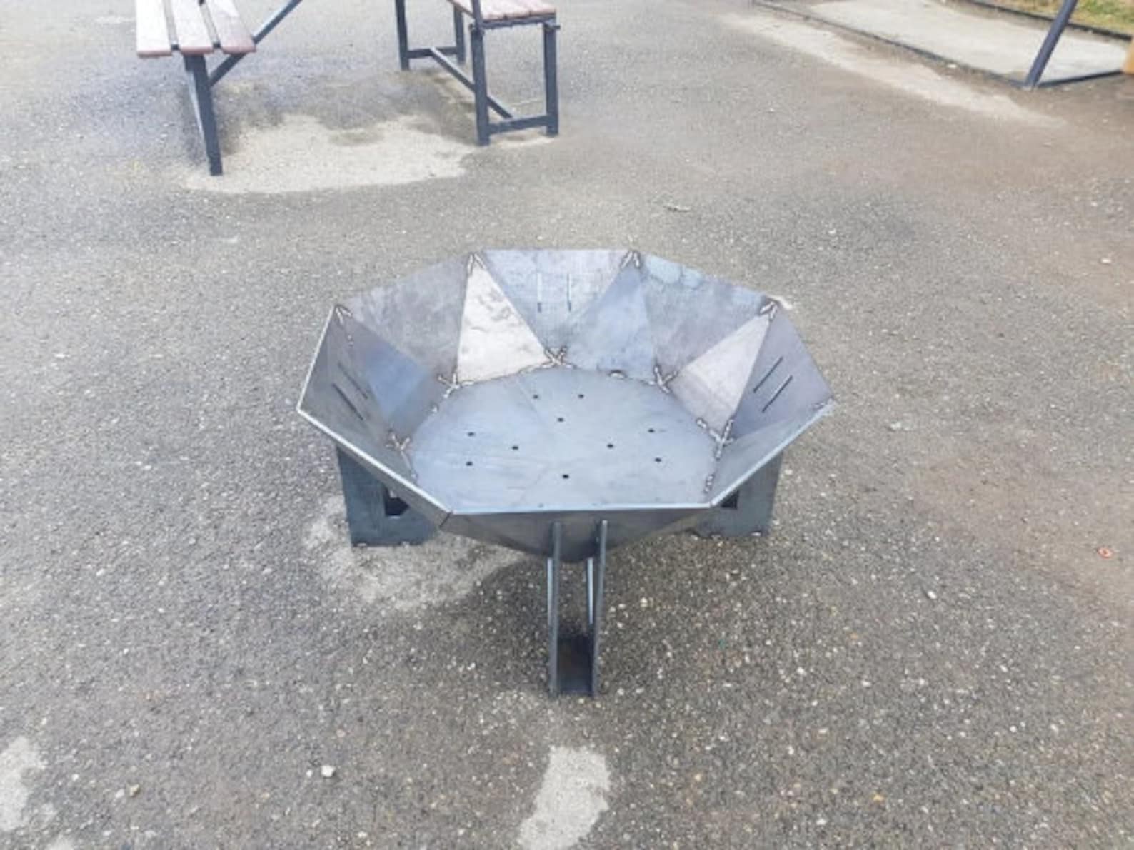 Octagonal Design Wood Burning Fire Pit | Heavy Duty High-heat Black ...