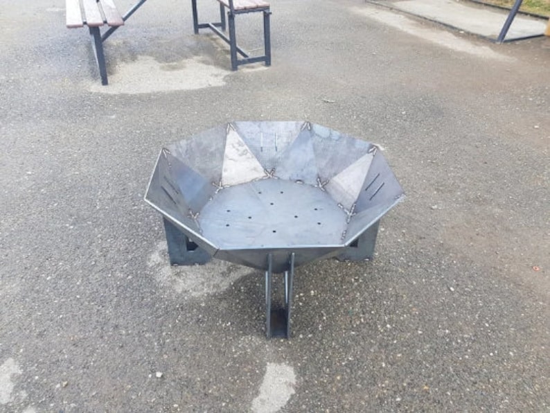 Octagonal Design Wood Burning Fire Pit Heavy Duty High-heat Black Steel ...