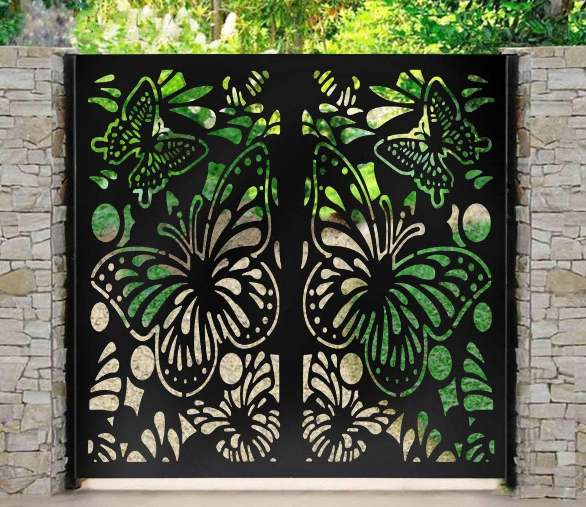 Modern 3D Laser Cut Butterfly Design Metal Yard Gate | Custom ...