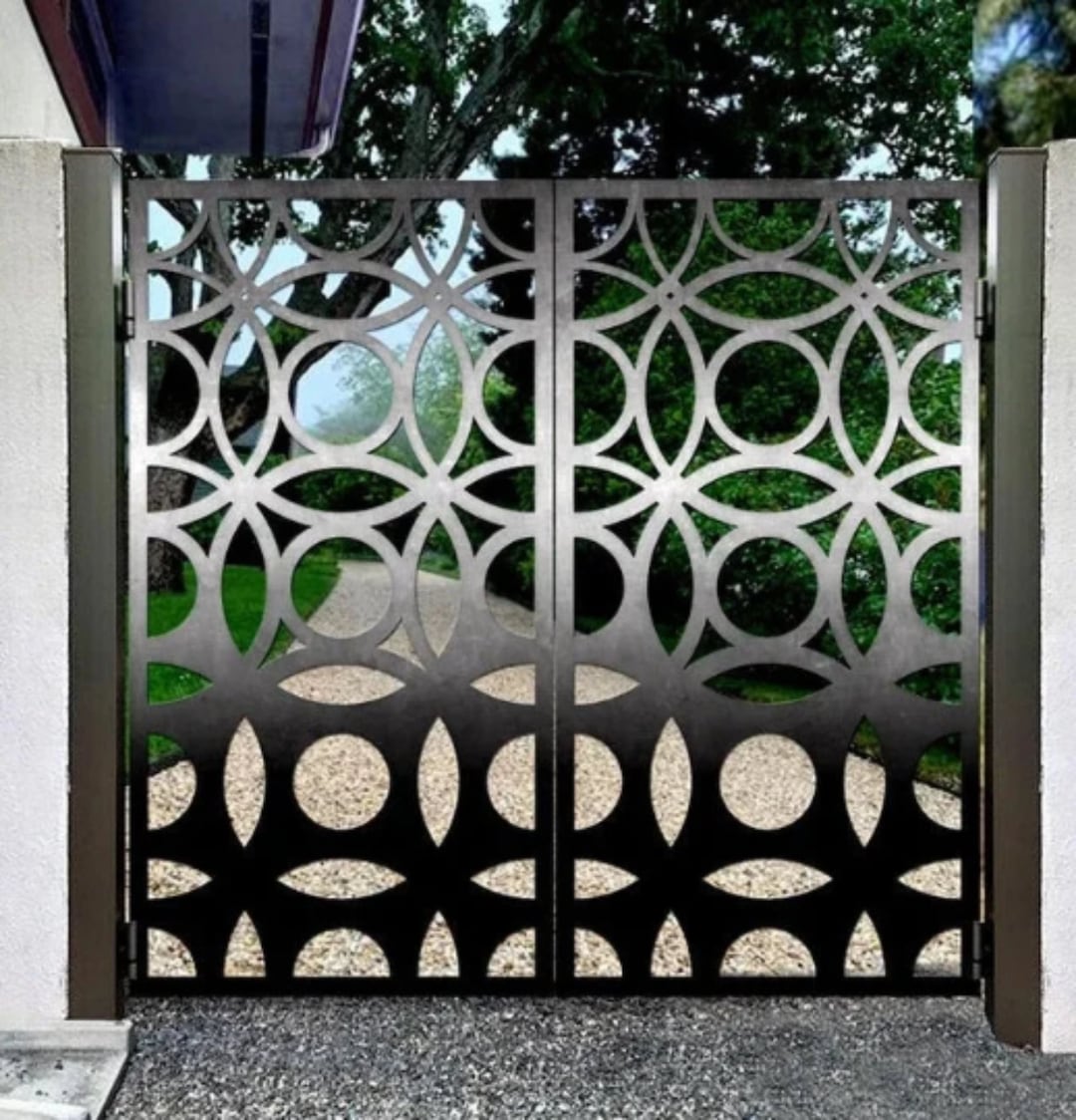 Laser Cut Artistic Circular Design Wrought Iron Pool Gate | Custom ...