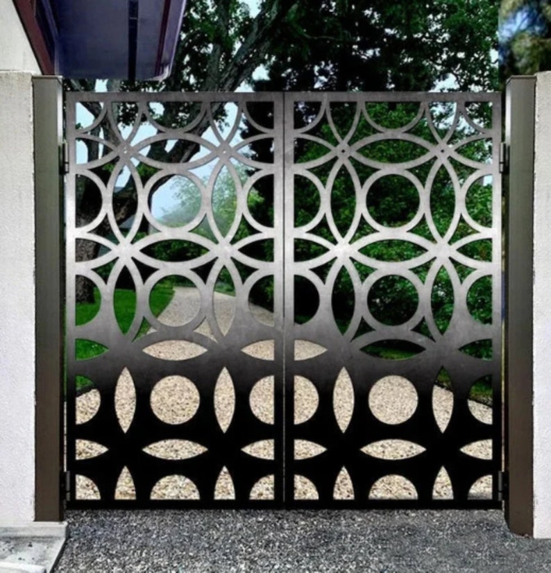 Laser Cut Artistic Circular Design Wrought Iron Pool Gate Custom ...