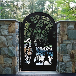3D Laser Cut Playful Art Metal Garden Gate | Beautiful Custom Fabrication Metal Back Yard Gate ...