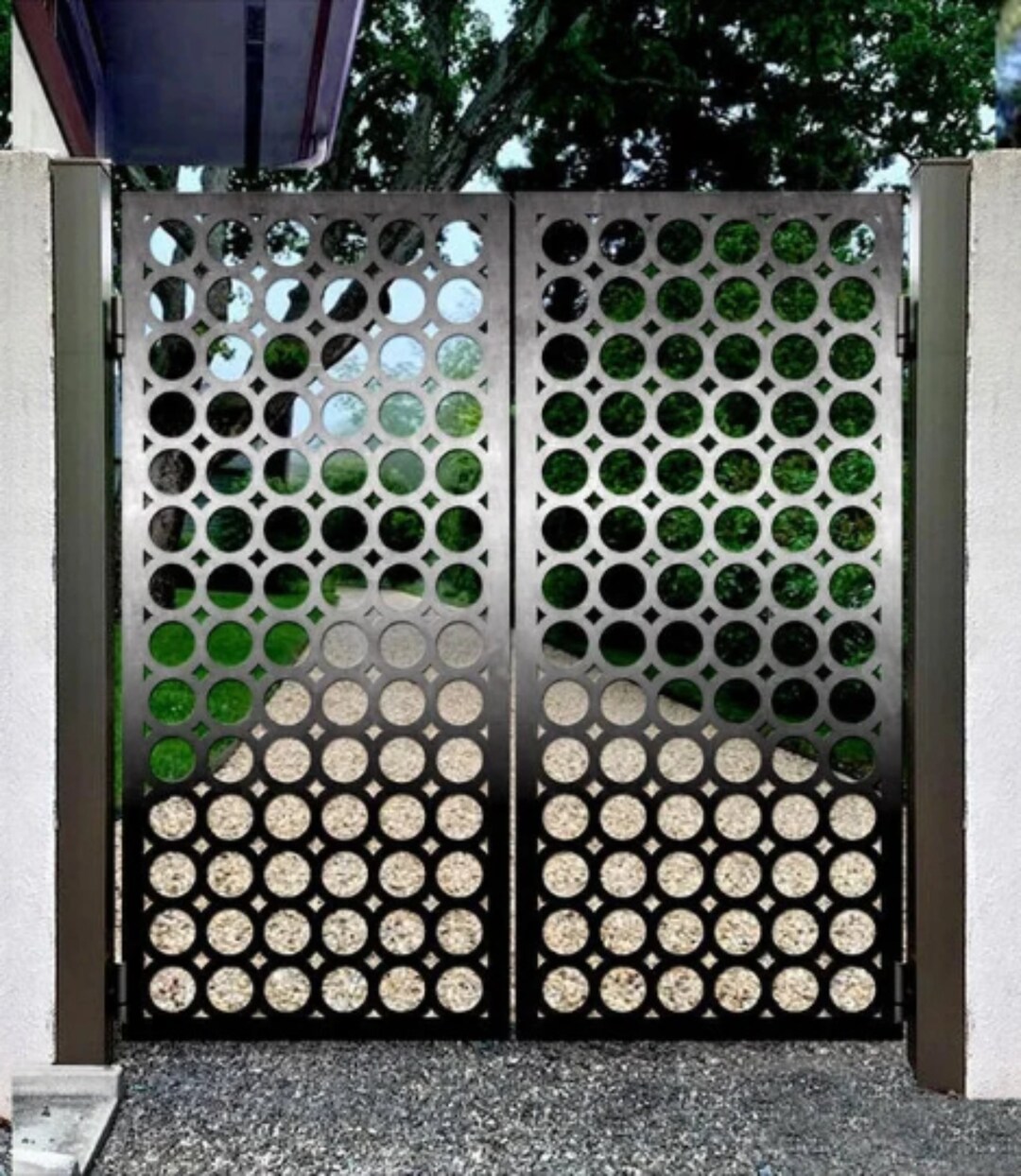 Laser Cut Artistic Circle Design Iron Back Yard Gate Custom Fabrication