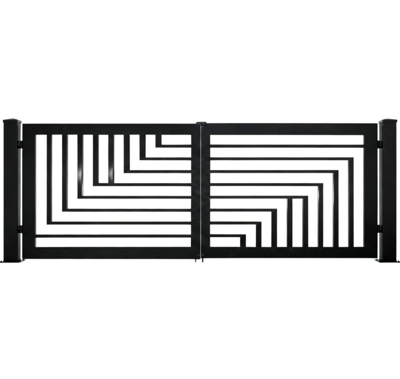 Gridline Axis – Modern Metal Gate With Nested Rectilinear Pattern Model ...