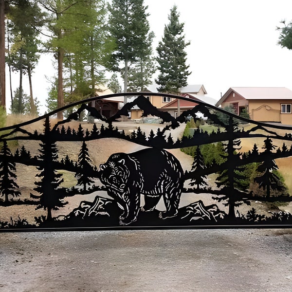 Metal Garden Gate With Bear - Etsy