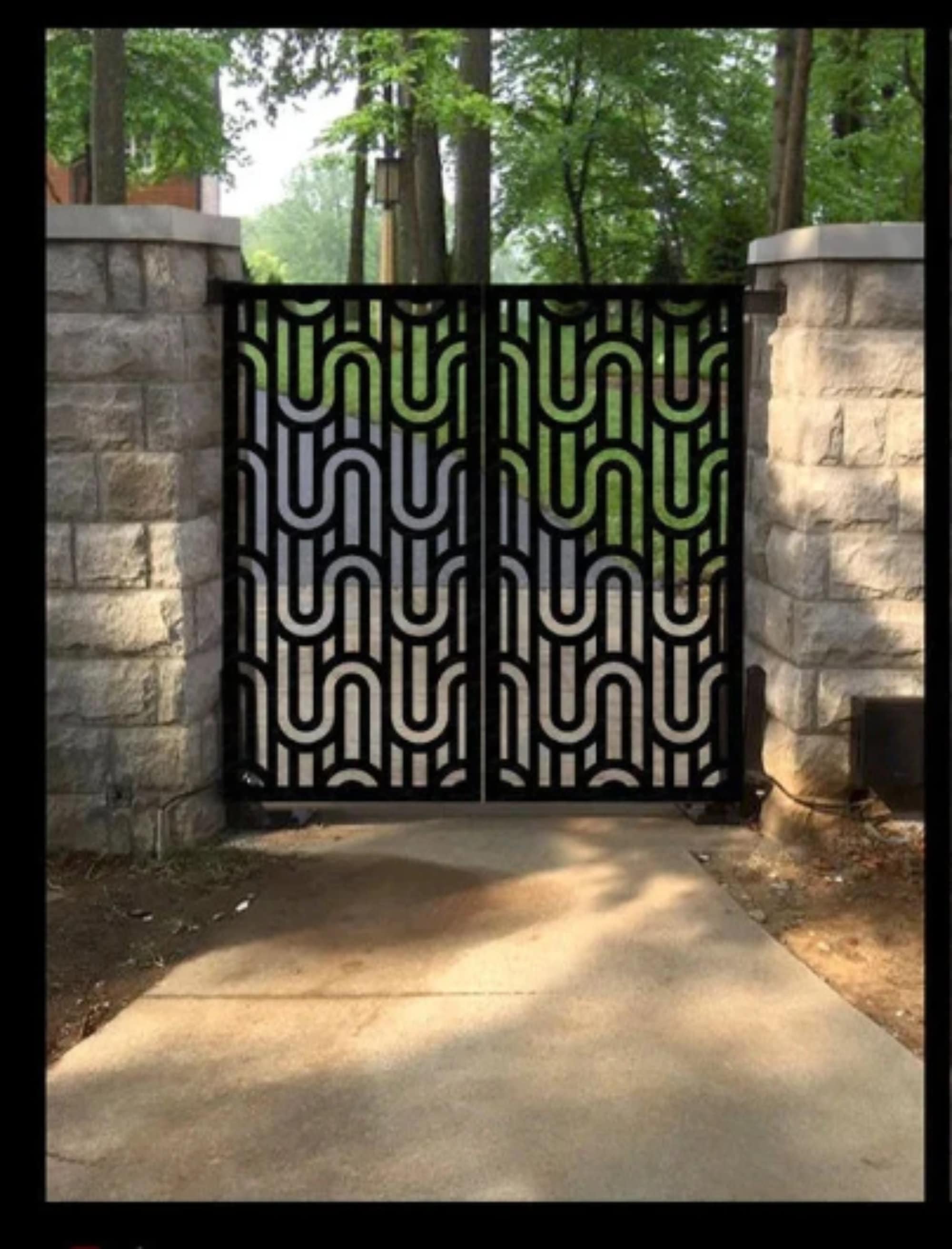 Laser Cut Artistic Wave Design Iron Yard Side Gate Modern Etsy