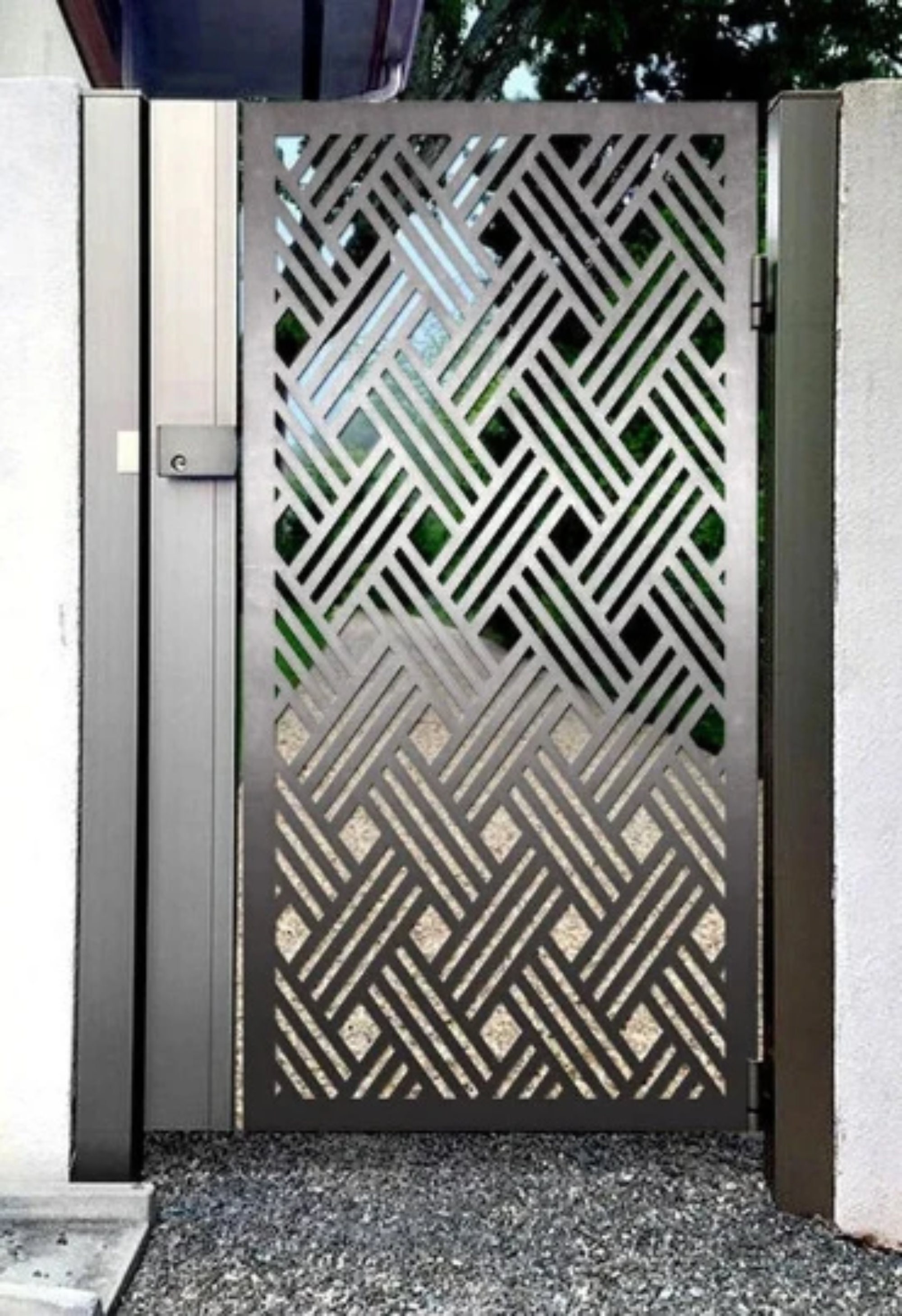 Laser Cut Artistic Criss Cross Design Metal Back Yard Gate - Etsy