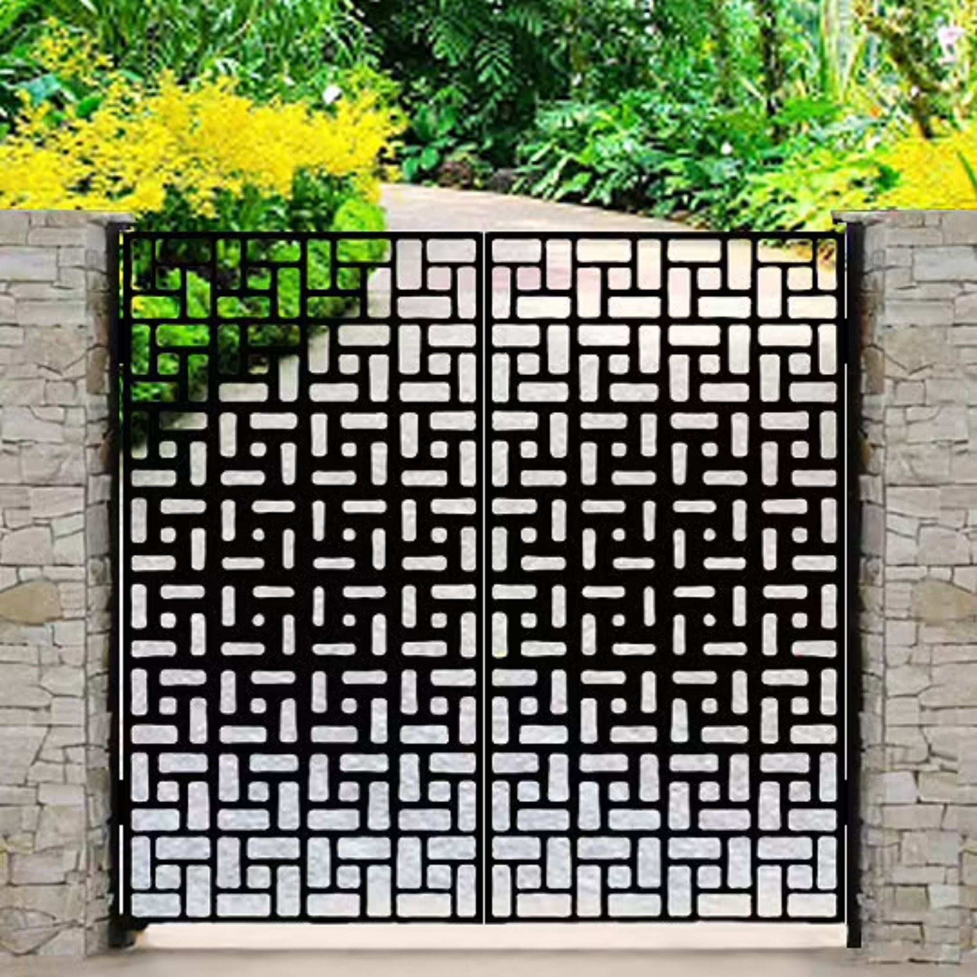 Stunning Geometric Design Laser Cut Metal Gate Beautiful Decorative ...