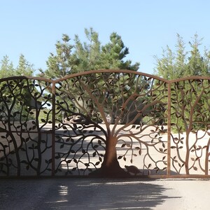 3-panel Tree Design Driveway Gate | Custom Fabricated Gate | Made in ...