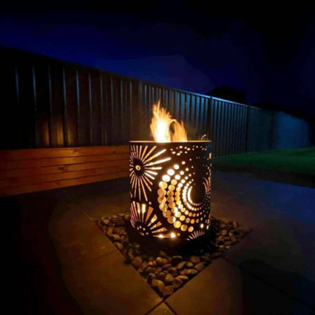 Laser Cut Circular Design Fire Pit Custom Fabricated Wood Burning Fire ...
