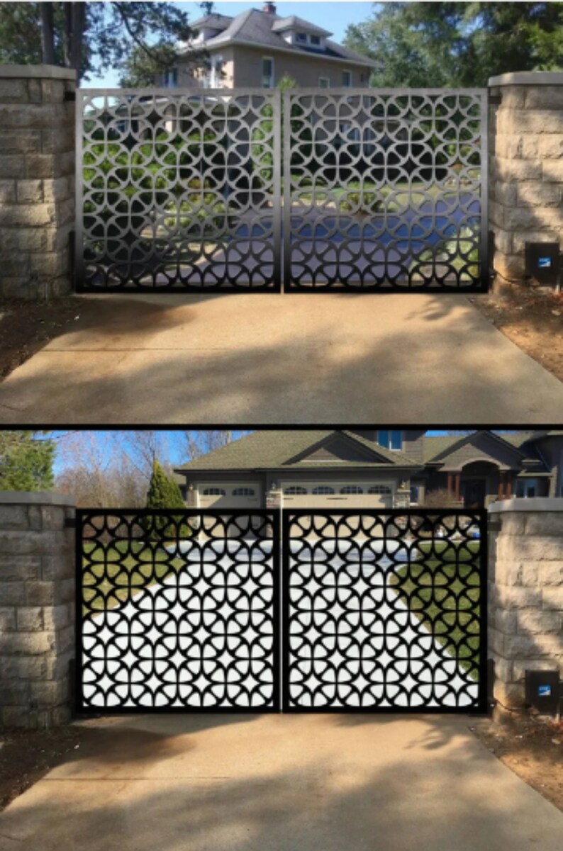 Laser Cut Artistic Square Cut Design Iron Yard Side Gate - Etsy